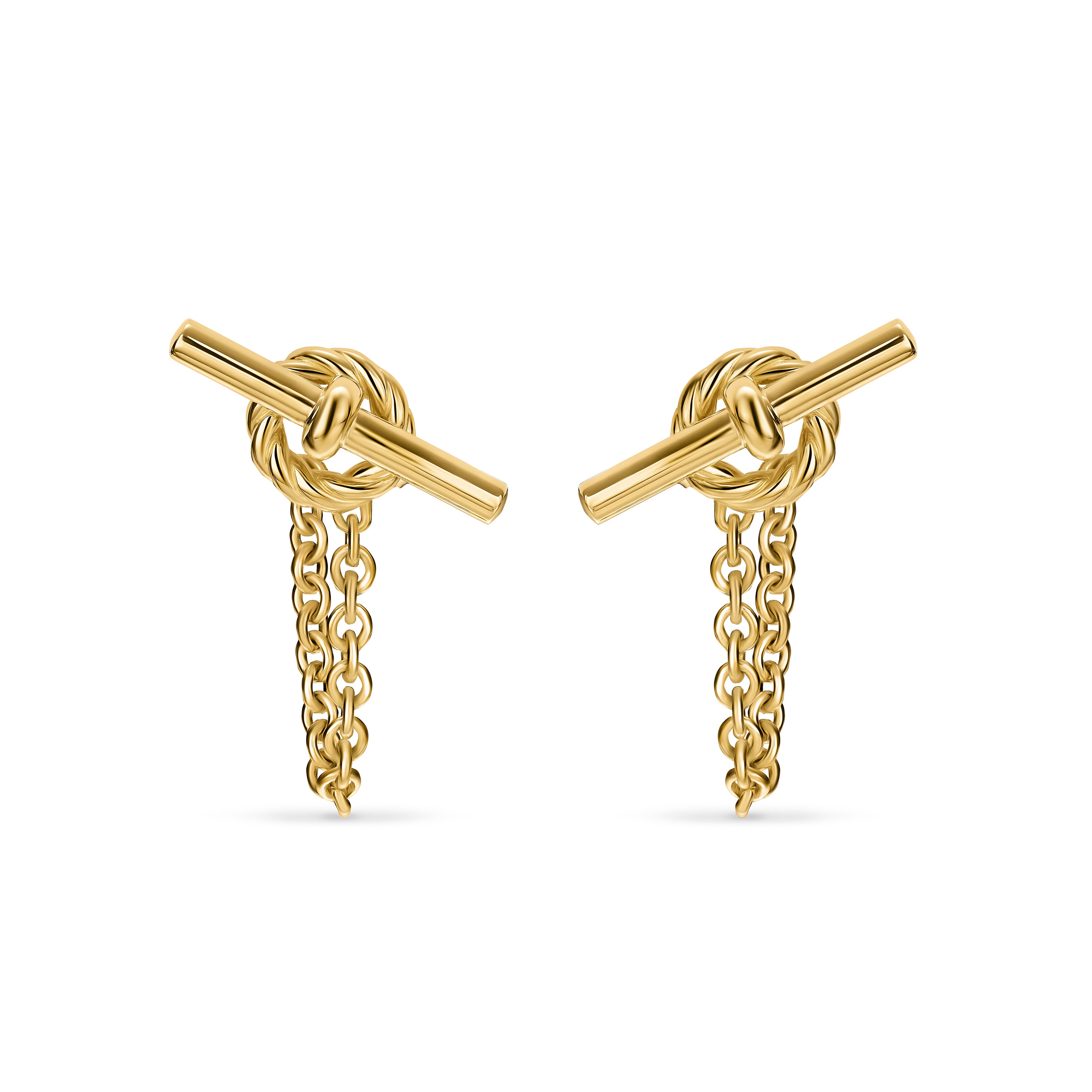 DY Mercer® Petite Toggle Chain Stud Earrings in 18K Yellow Gold, 38.2m ...
