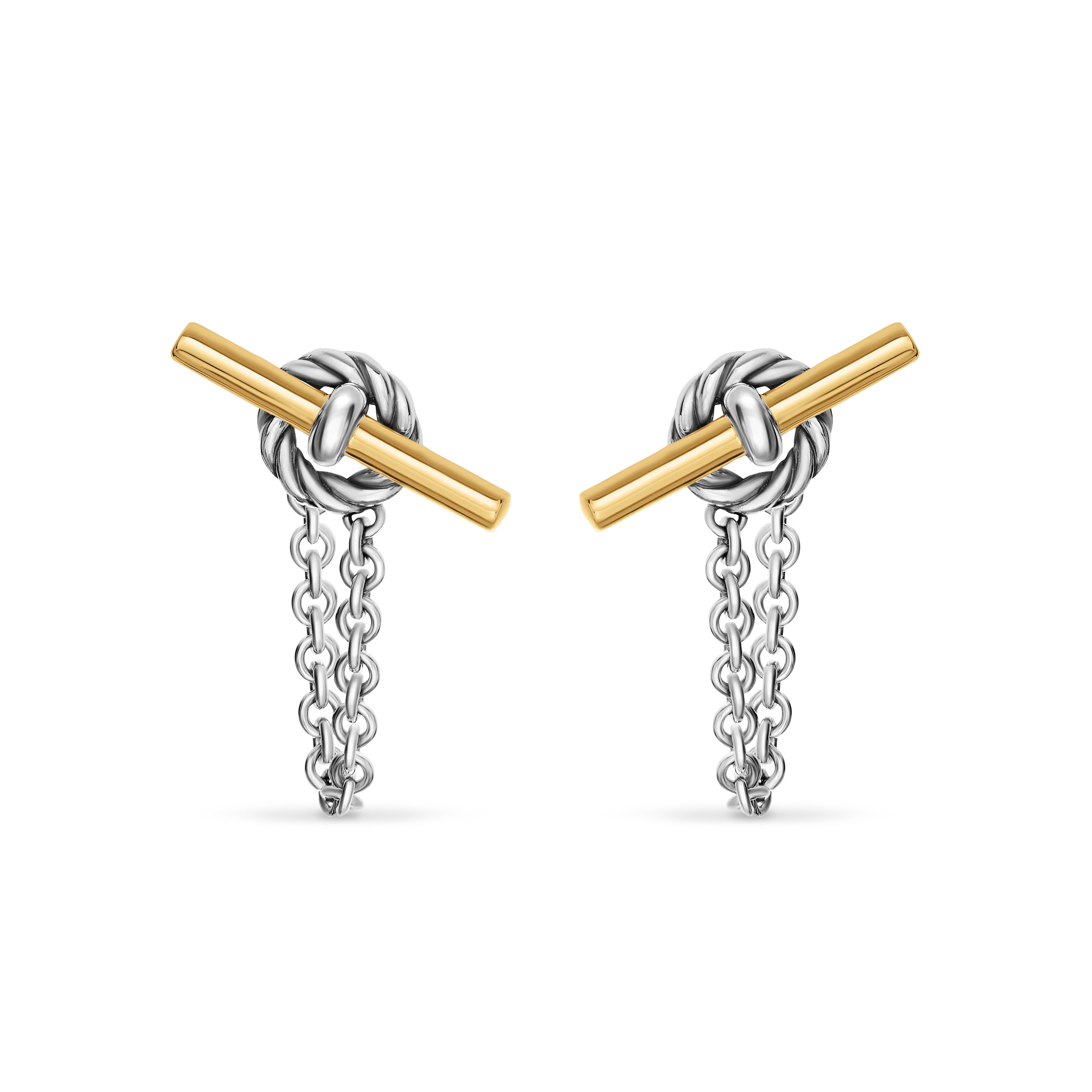 DY Mercer® Petite Toggle Chain Stud Earrings in Sterling Silver with 1 ...