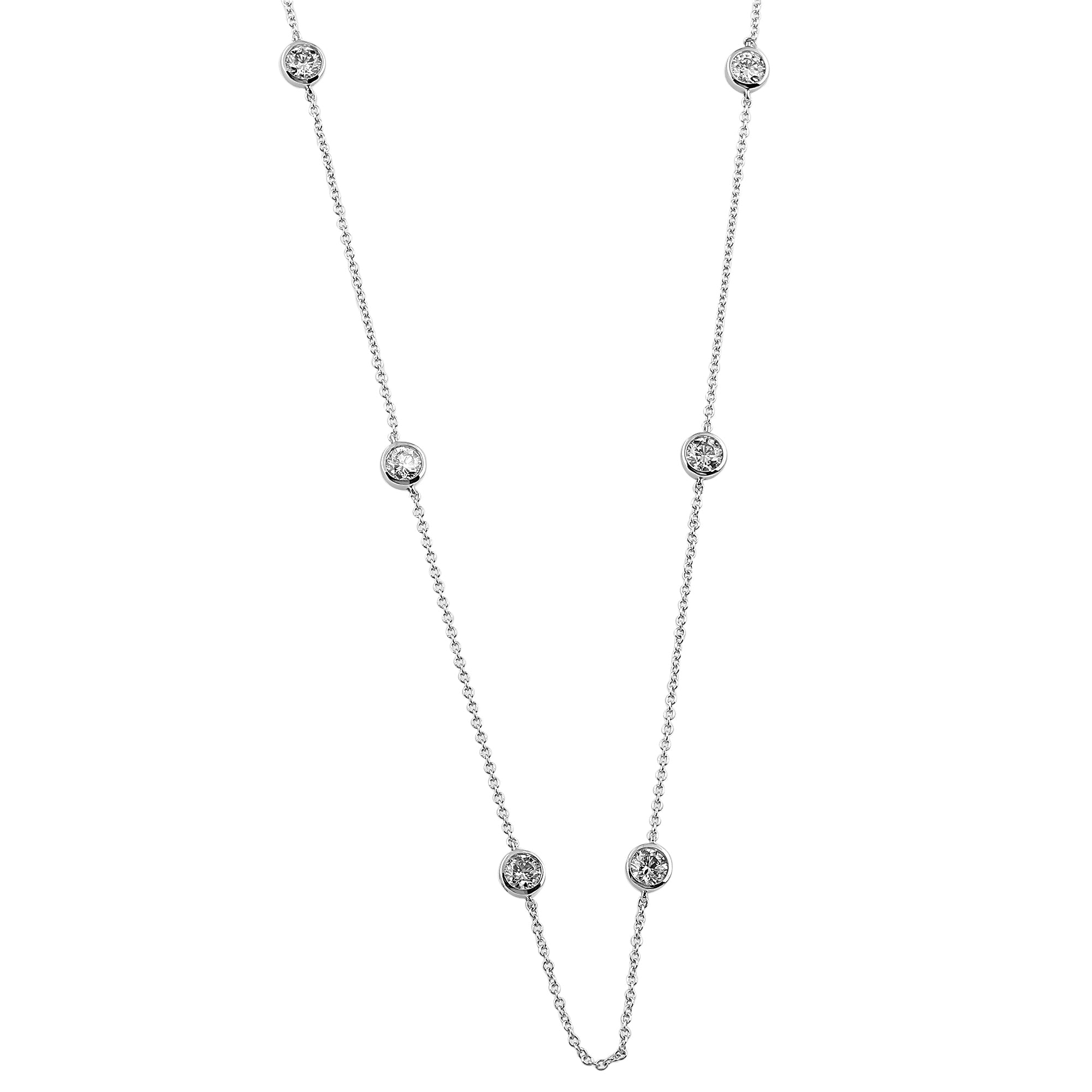 2.60CTTW Lab-Created Diamond Station Necklace in 14K White Gold ...