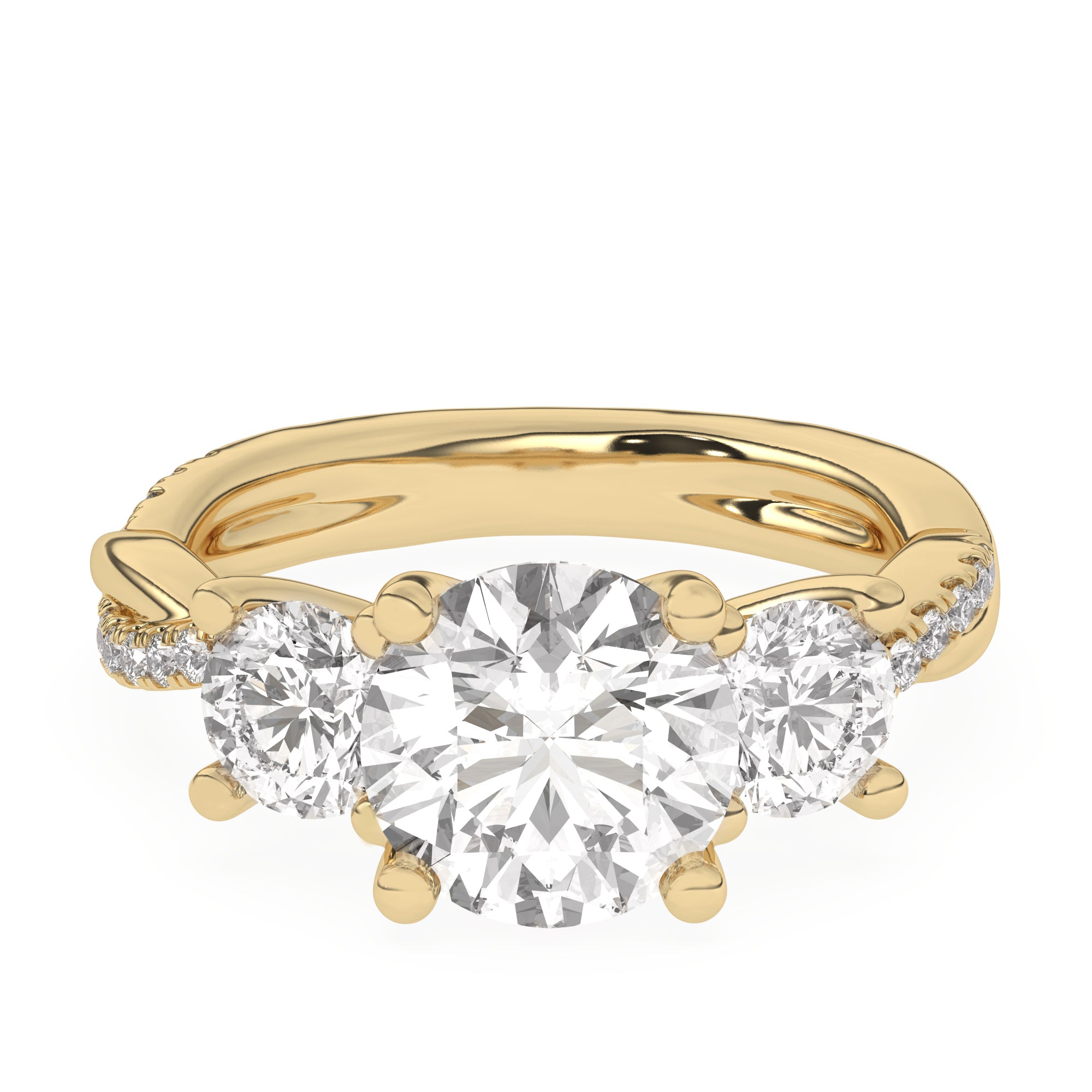 3.10 ct. Three-Stone Round Lab-Created Diamond Ring With Band - Bridal ...